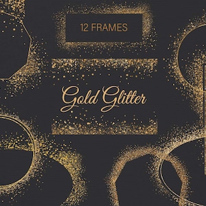 Gold Frames PNG. Glitter Overlay. Christmas, Birthday or Wedding ...