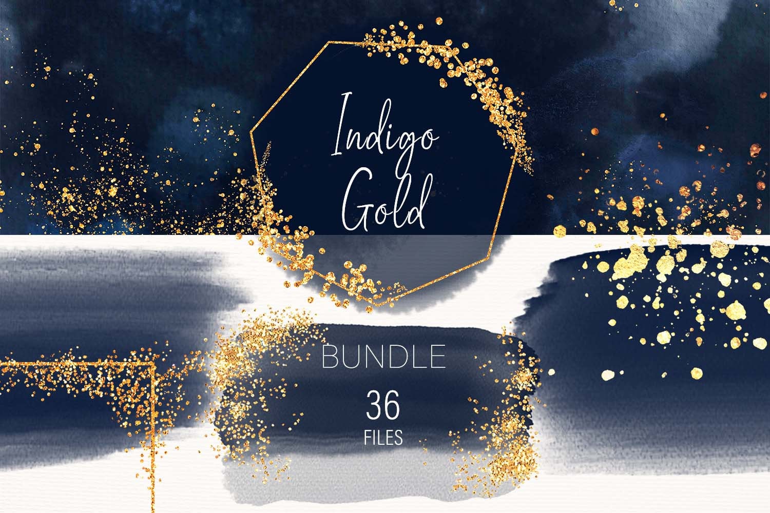 Watercolor Splash Clipart Indigo Gold Glitter Brush Stroke Png Abstract ...