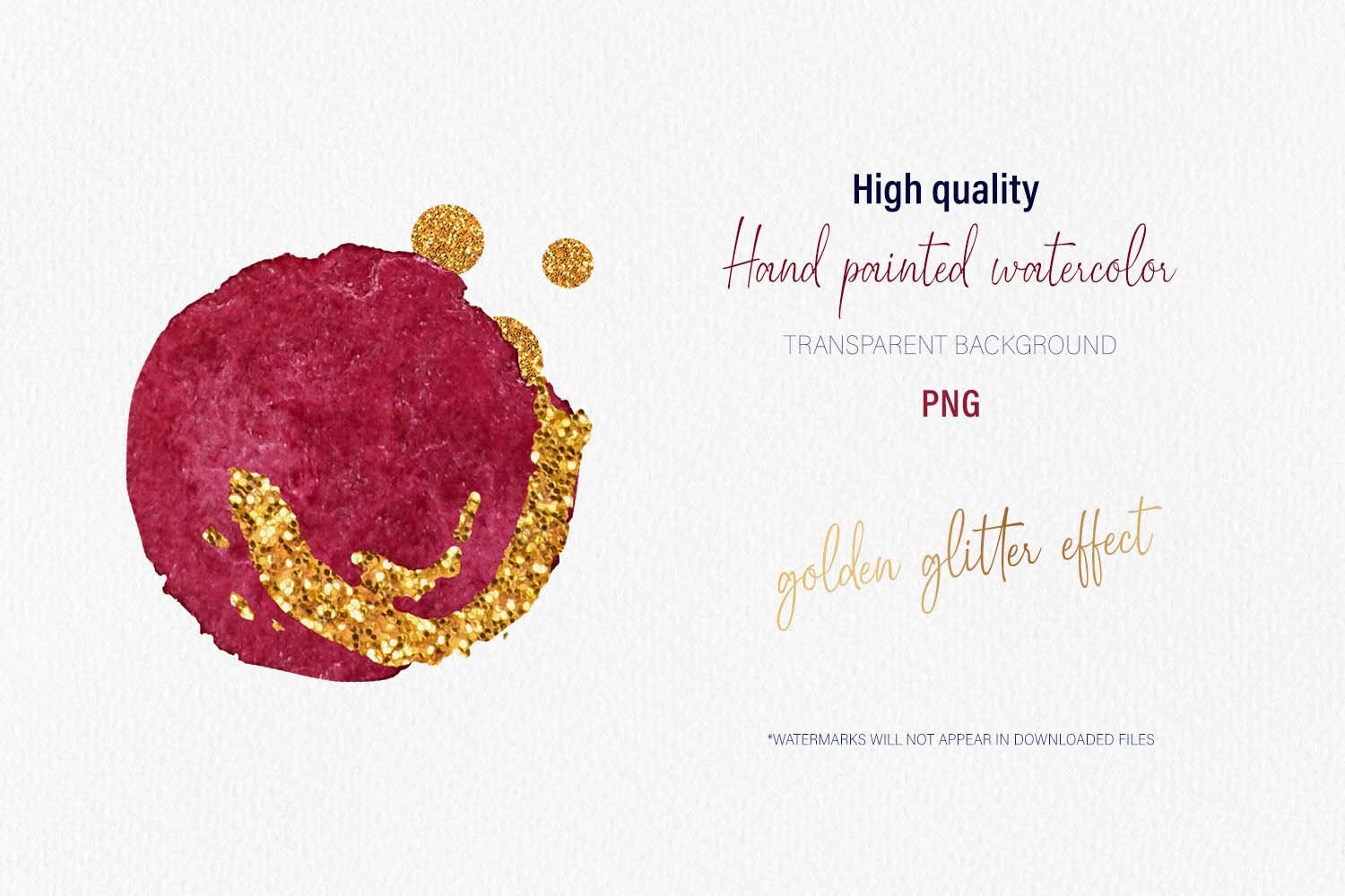 Watercolor Splash Clipart Gold Foil & Glitter Brush Stroke Png Abstract ...