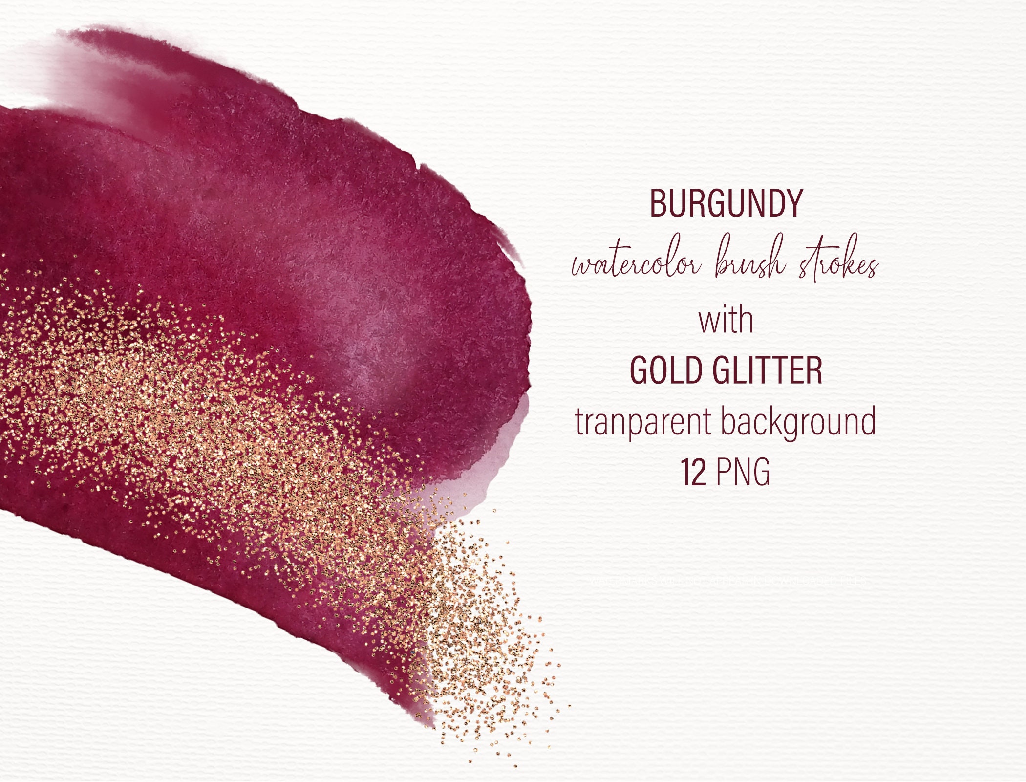 Burgundy Watercolor Splash Clipart Gold Brush Stroke Png Abstract ...