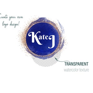 Watercolor Splash Frames Clipart. Sapphire Blue and Gold Glitter Brush ...