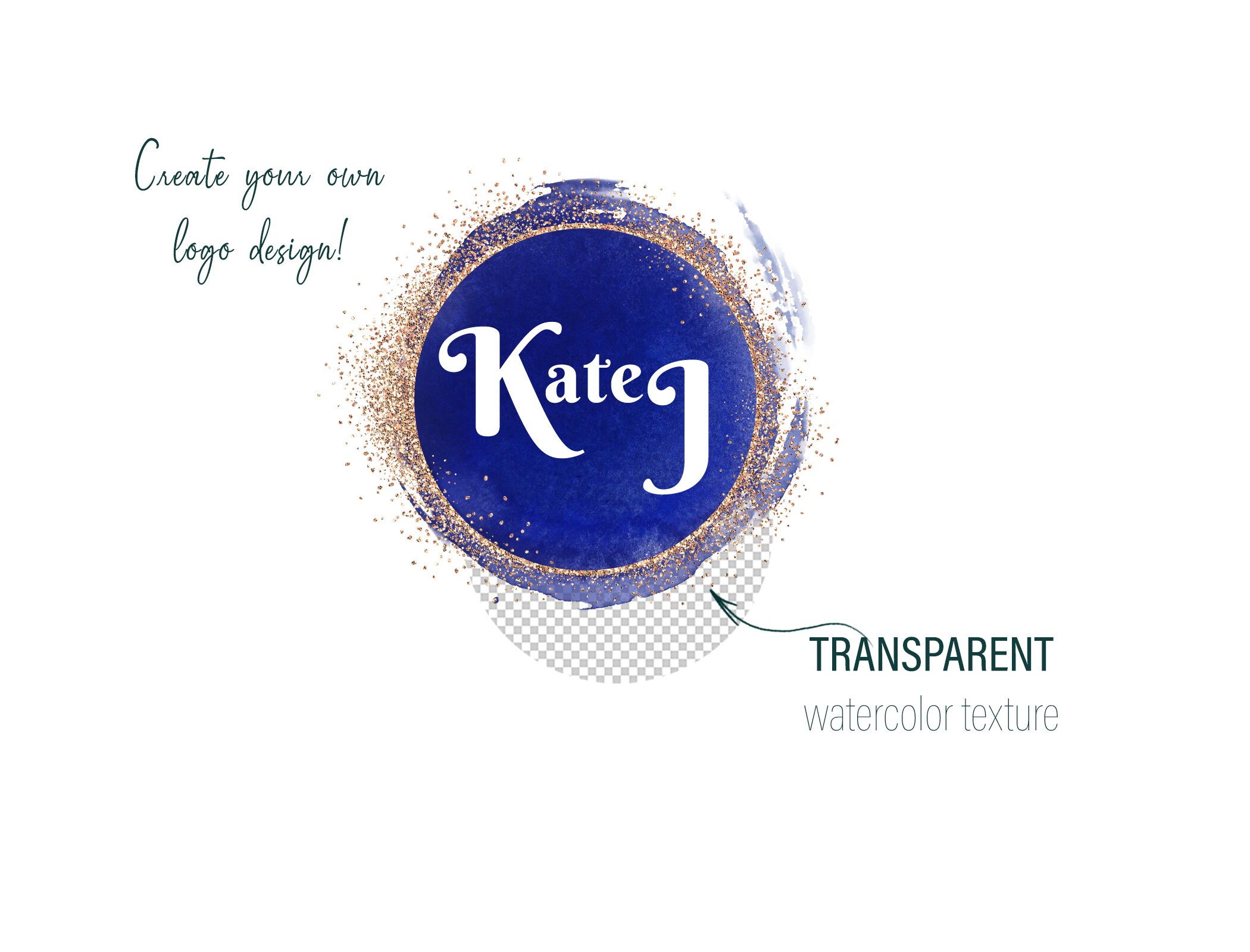 Watercolor Splash Frames Clipart. Sapphire Blue and Gold Glitter Brush ...