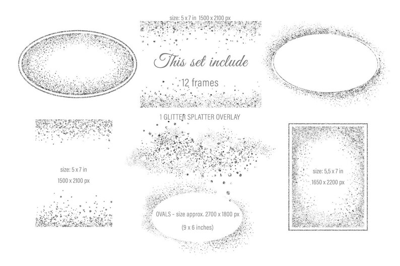 Silver Glitter Frames PNG. Glitter Overlay. Glitter Border Frame ...