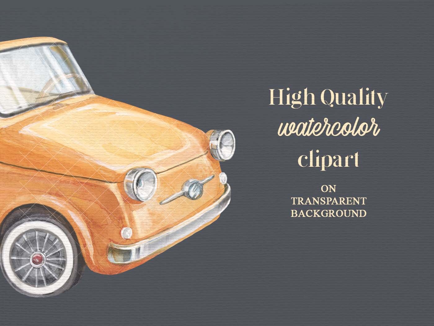 Vintage Car PNG Clipart. Retro Car Watercolor Graphic. Cute Classic Car ...