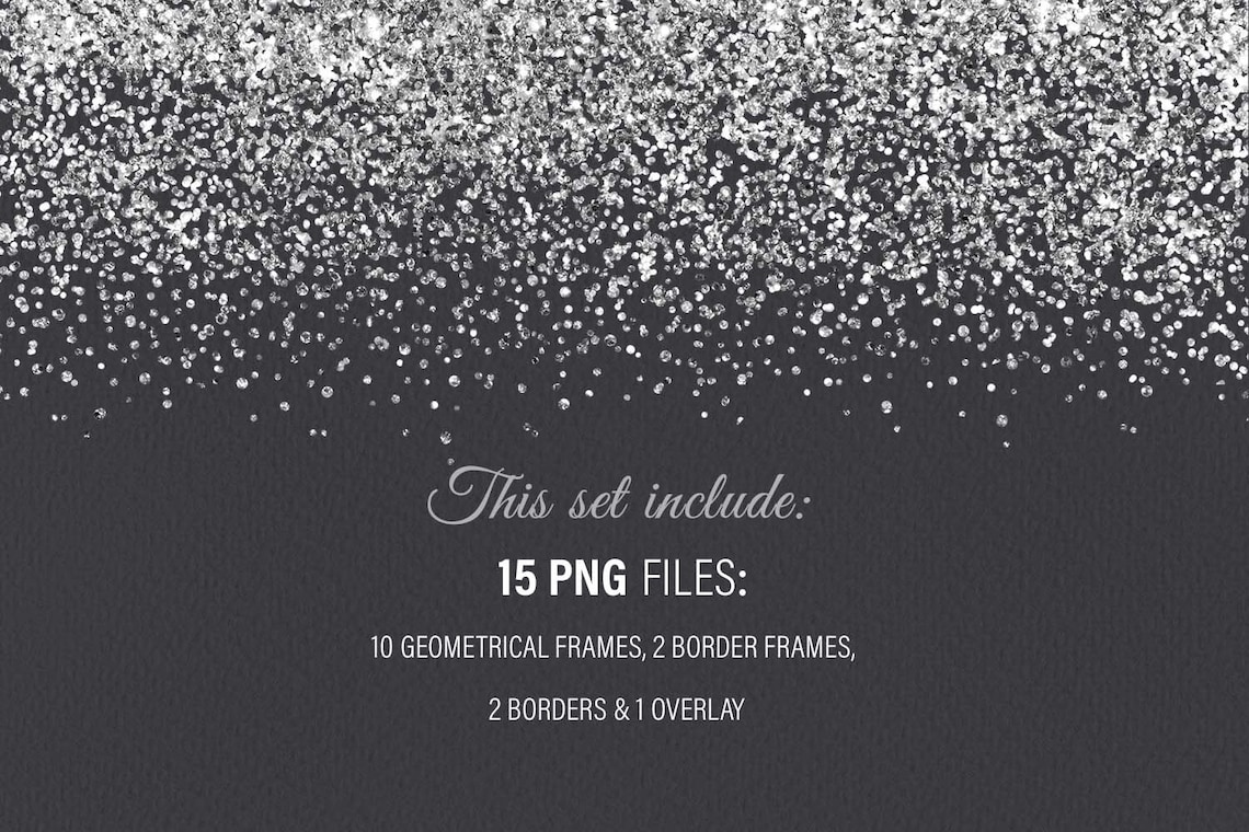 Silver Glitter Frames PNG. Glitter Overlay. Glitter Border Frame, Circle & Oval Frames ...