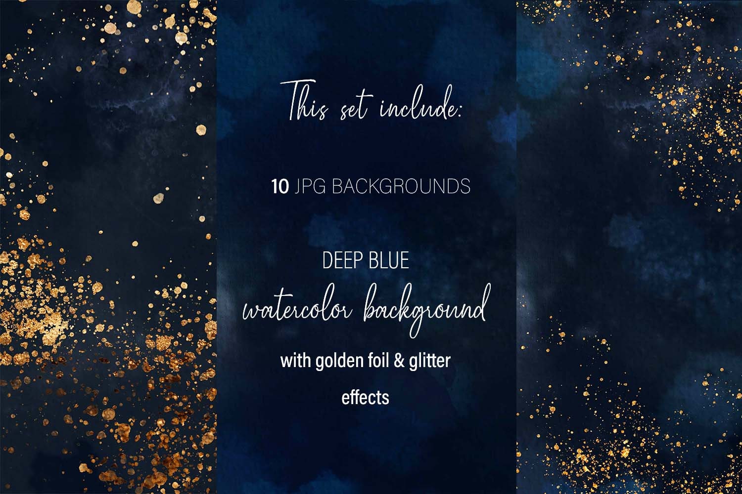 Indigo Gold Watercolor Background Clipart Gold Glitter Splashes ...