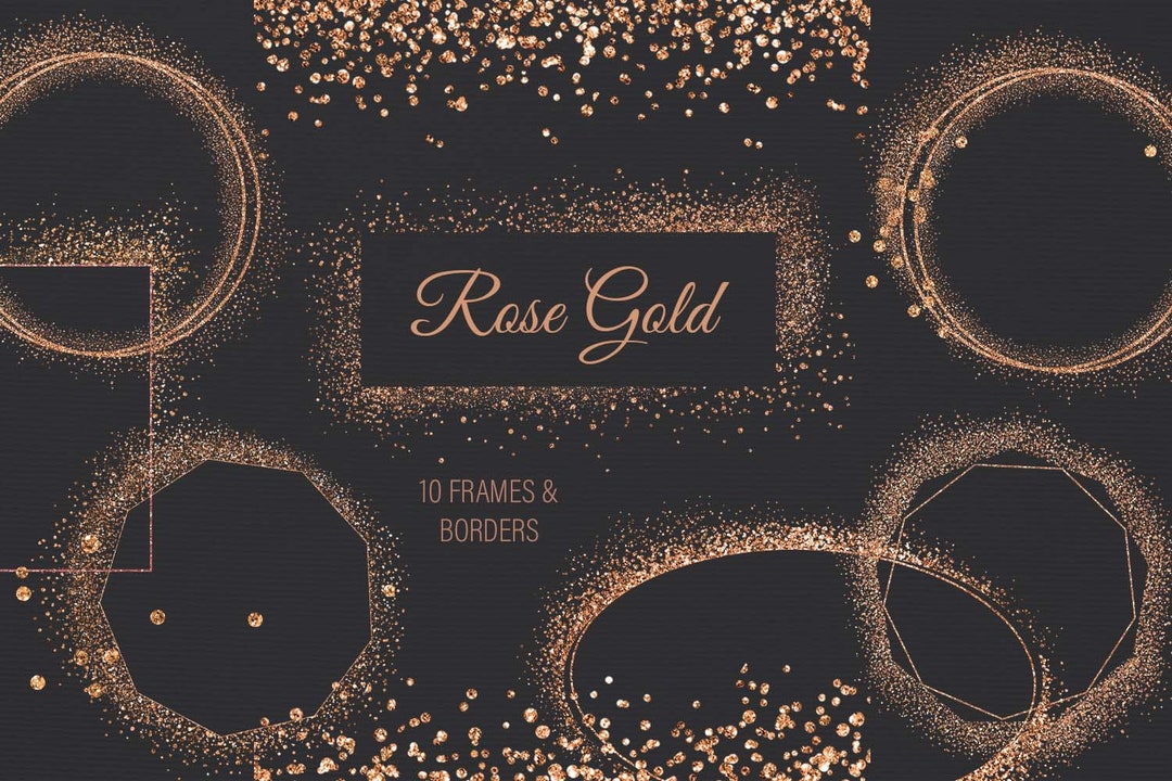 Rose Gold Frames PNG. Glitter Overlay. Christmas, Birthday or Wedding ...