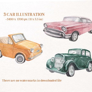 Vintage Car PNG Clipart. Retro Car Watercolor Graphic. Cute Classic Car ...