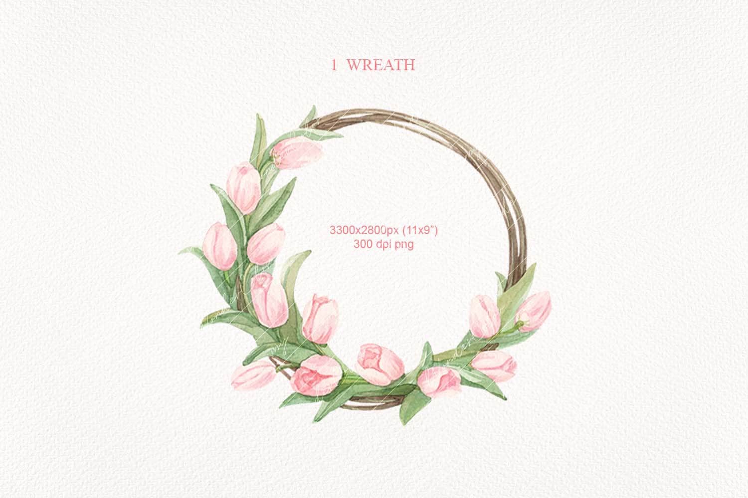 Watercolor Tulip Wreath Clipart. Floral Frame Png. Spring Flower Wreath ...