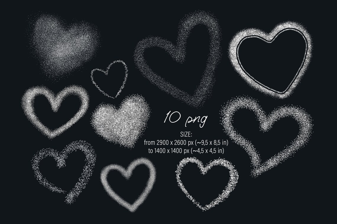 Glitter Heart Png Clipart. Silver Glitter Overlay Heart Frame Png ...