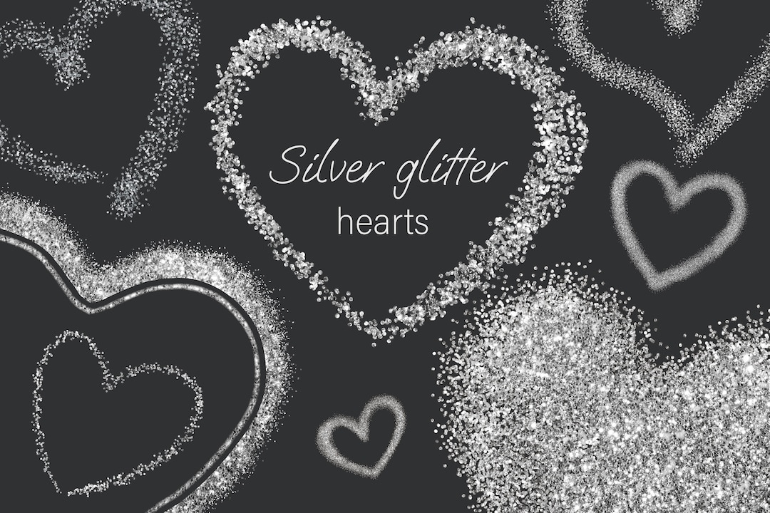 Glitter Heart Png Clipart. Silver Glitter Overlay Heart Frame Png ...