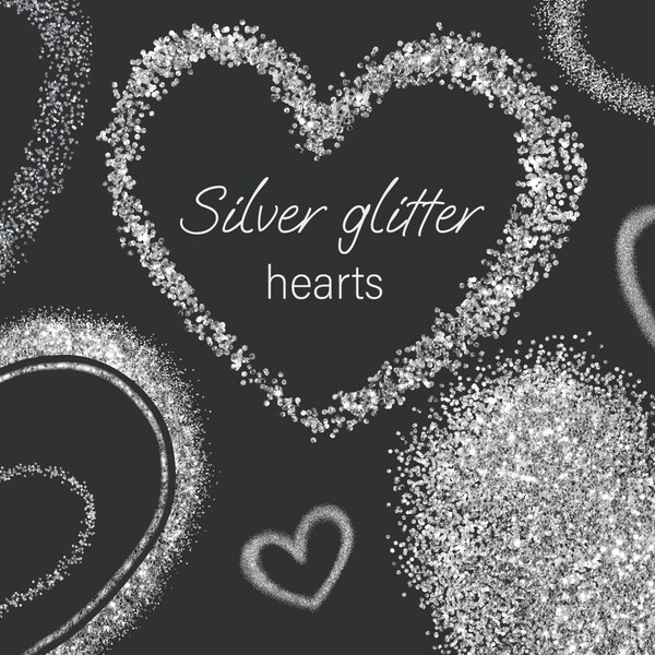 Silver Glitter Heart Png - Etsy