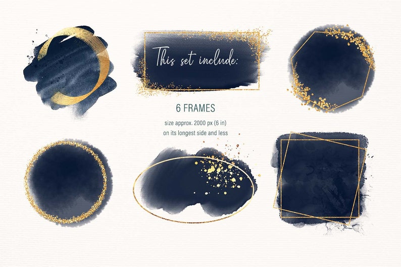 Watercolor Splash Clipart Indigo Gold Glitter Brush Stroke Png - Etsy