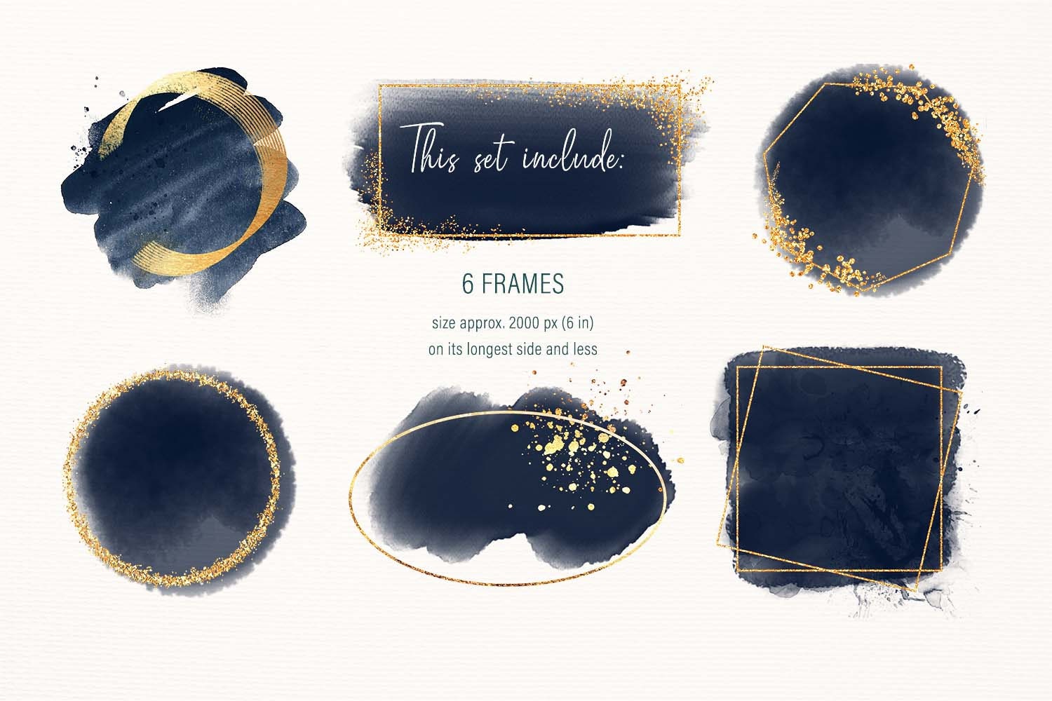 Watercolor Splash Clipart Indigo Gold Glitter Brush Stroke Png Abstract ...