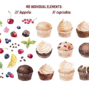 Watercolor Cupcakes Clipart PNG Dessert Creator Clipart Bakery ...