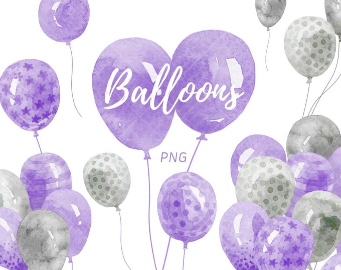 Balloons PNG, Purple Balloons Clip Art, Birthday Clipart, Digital ...
