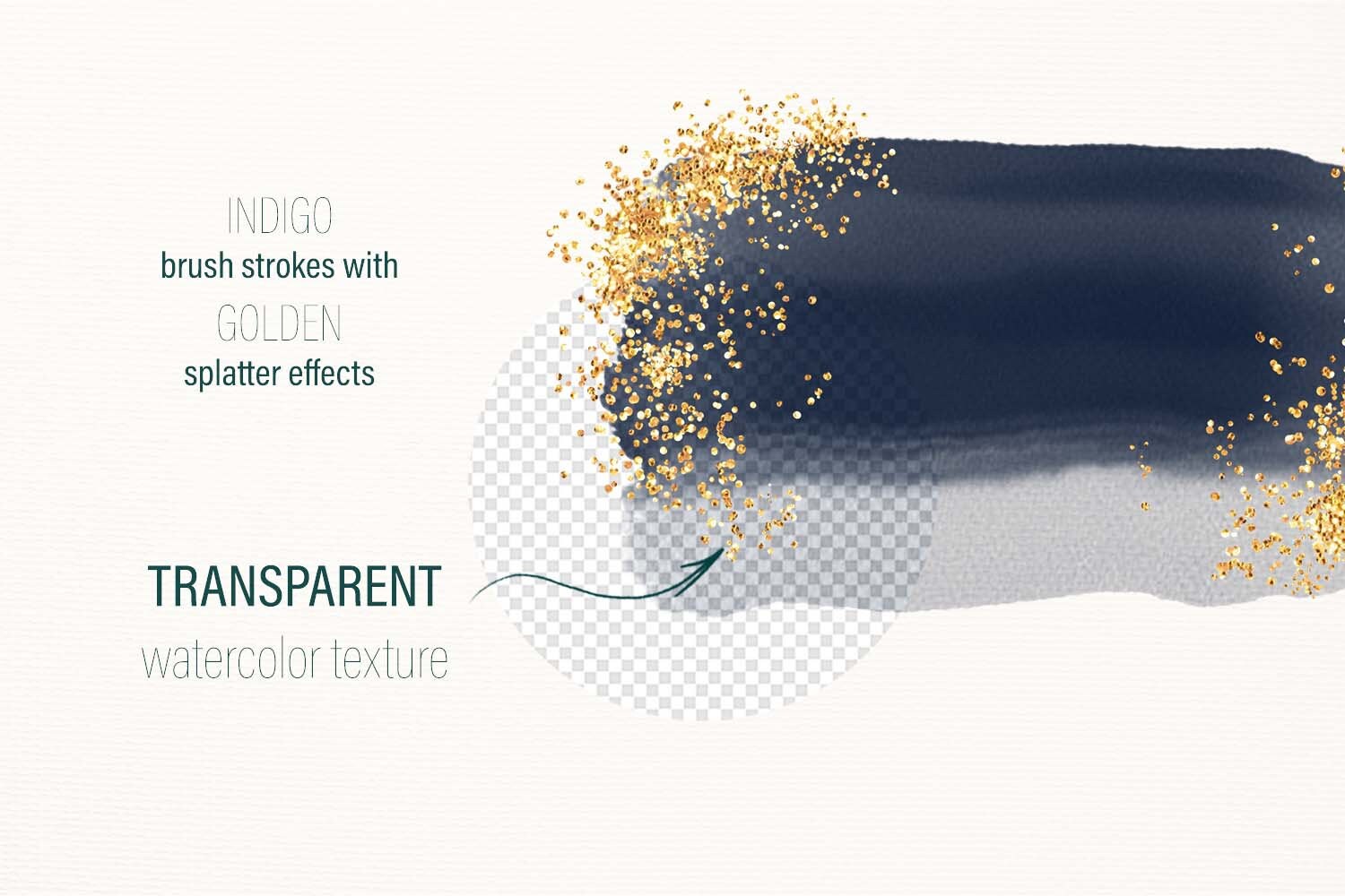 Watercolor Splash Clipart Indigo Gold Glitter Brush Stroke Png Abstract ...