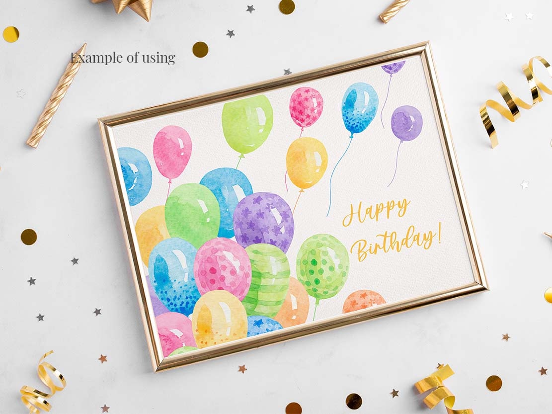 Colorful Watercolor Balloons Clipart PNG Great for Birthday Card, Party ...