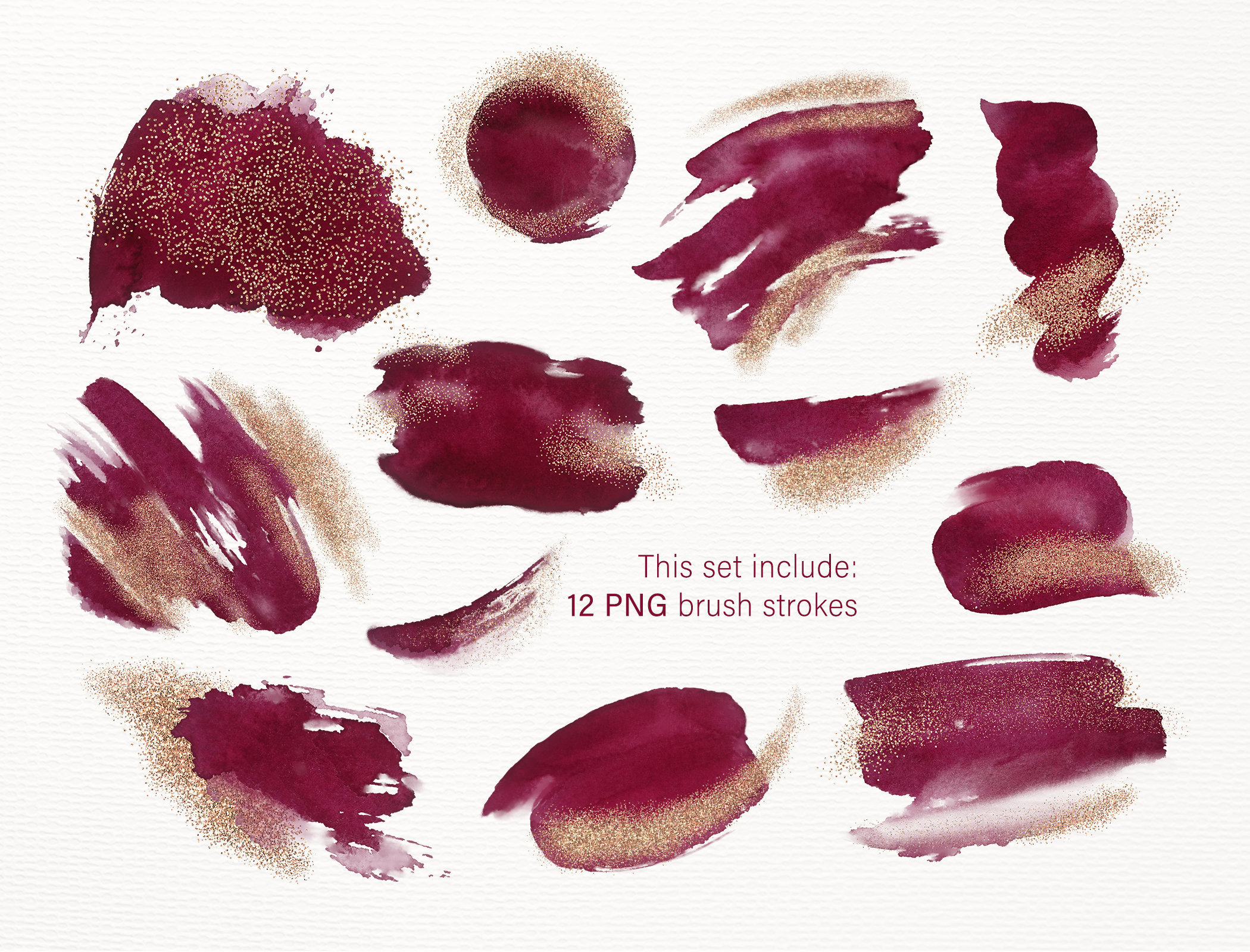 Burgundy Watercolor Splash Clipart Gold Brush Stroke Png Abstract ...