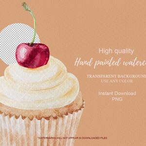 Watercolor Cupcake Clipart Bakery, Baking Png Cupcake Logo Dessert ...