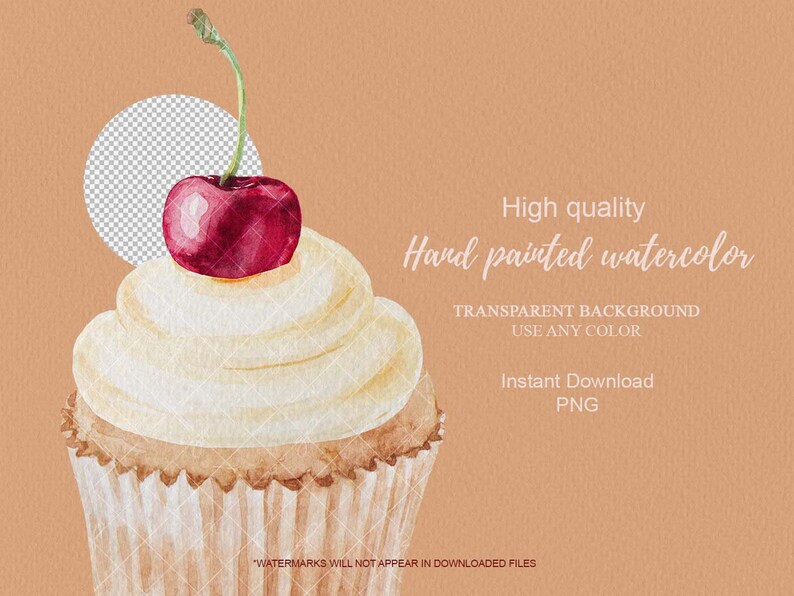 Watercolor Cupcake Clipart Bakery, Baking Png Cupcake Logo Dessert ...