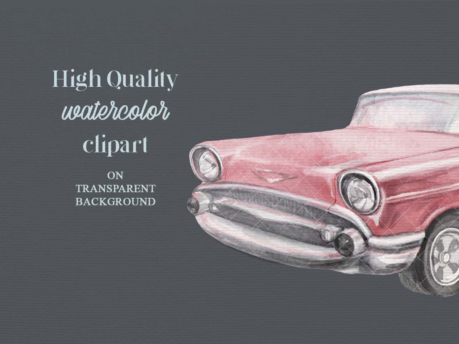 Vintage Car PNG Clipart. Classic Car Watercolor Graphic for Sublimation ...