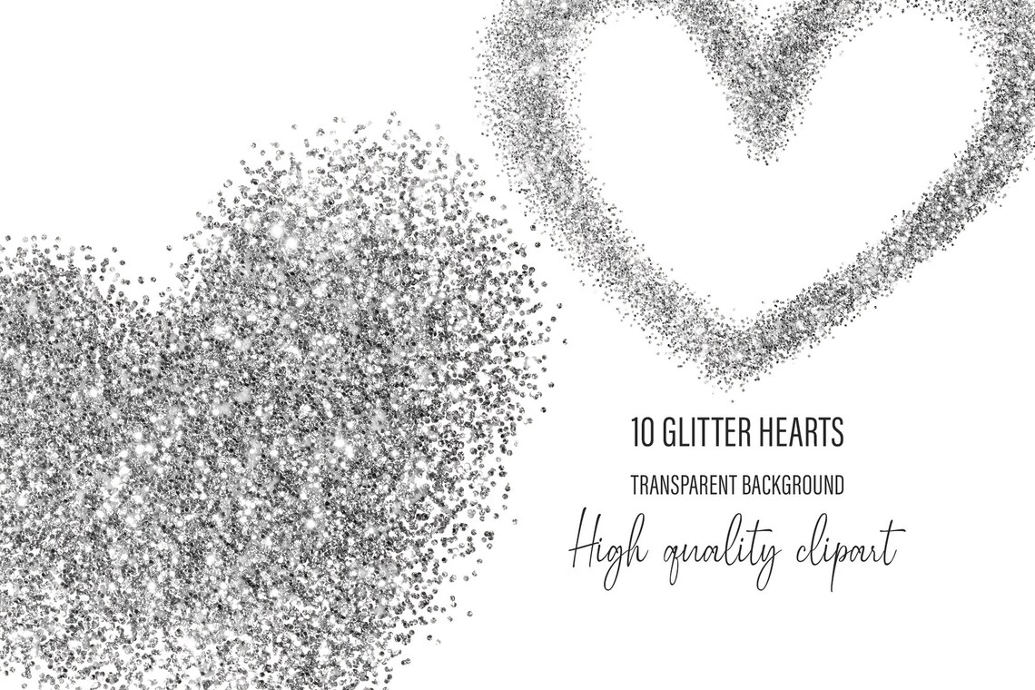 Glitter Heart Png Clipart. Silver Glitter Overlay Heart Frame Png ...