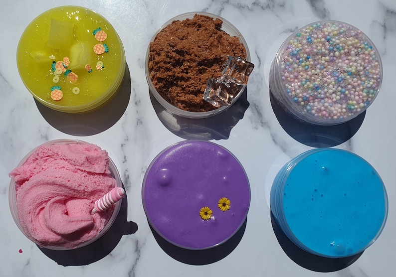 6 Slime Sampler Pack // 4 Oz Each // Multiple Slime Textures // 6 Slime ...