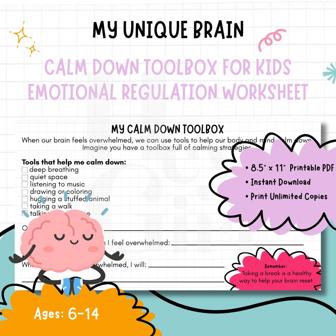 Calm Down Toolbox Worksheet for Kids | Emotional Regulation Printable ...