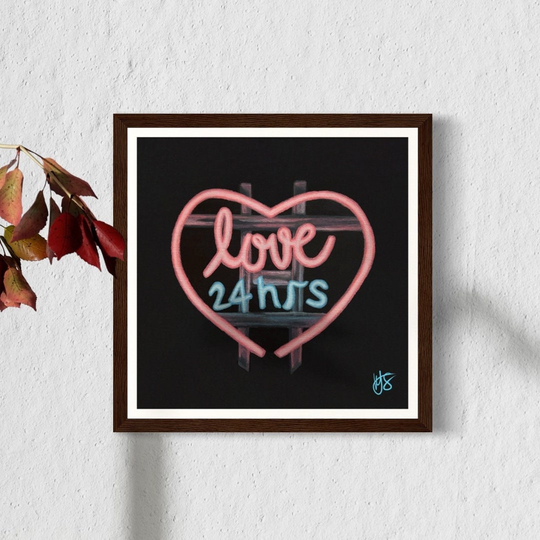 Framed Neon Light Art Print, Retro Neon Wall Art, Neon Sign Print, Neon ...