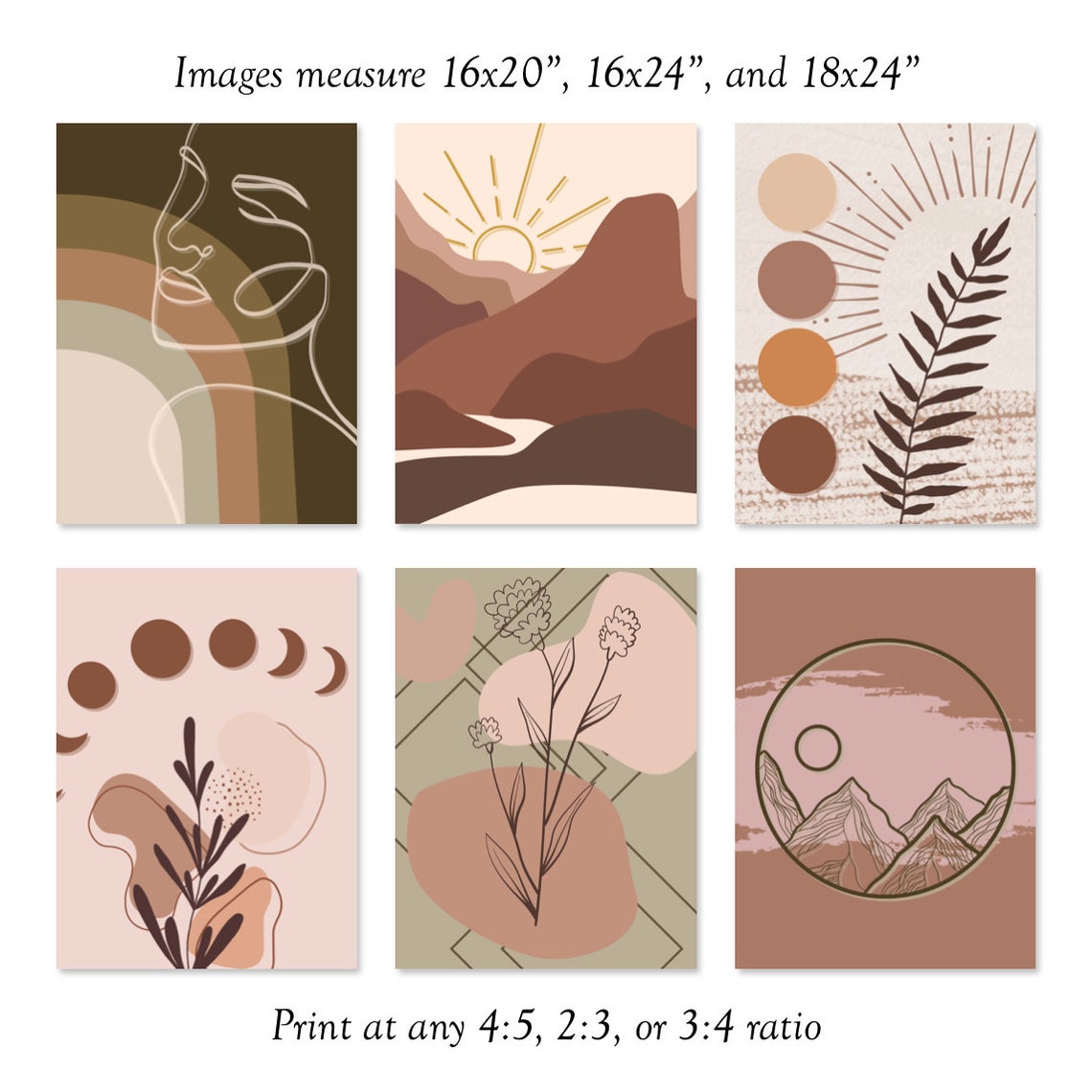 Boho Print Set / Boho Gallery Wall Art / Neutral Boho Prints / - Etsy