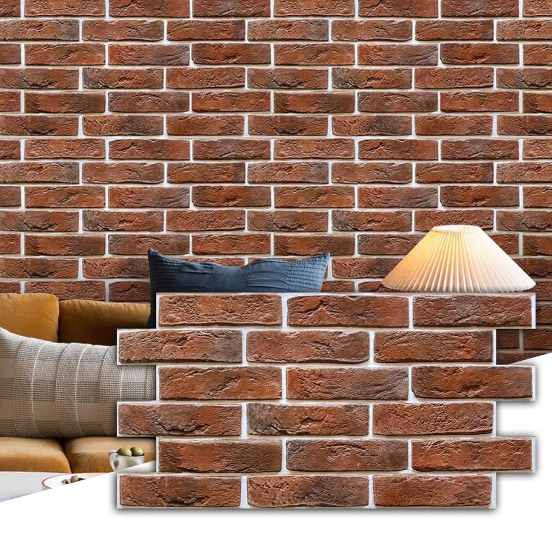 3D Red Brick Wall Panels Peel and Stick Tile, DIY Brick Self Adhesive ...