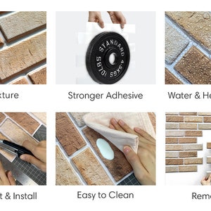 10 Pcs 3D Faux Brick Wall Panels Peel and Stick Brick Tile, Farmhouse ...