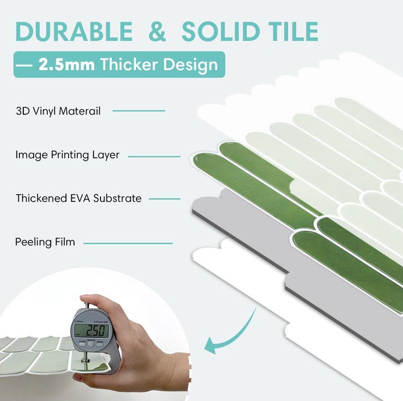 Thicker 3D Green Peel and Stick Backsplash Kitchen: 3D Fish Scale Vinyl ...