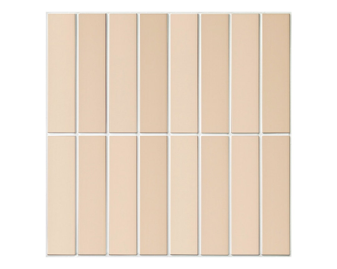 10pcs 3D Beige Peel and Stick Backsplash Tile Matte Linear Mosaic Self ...