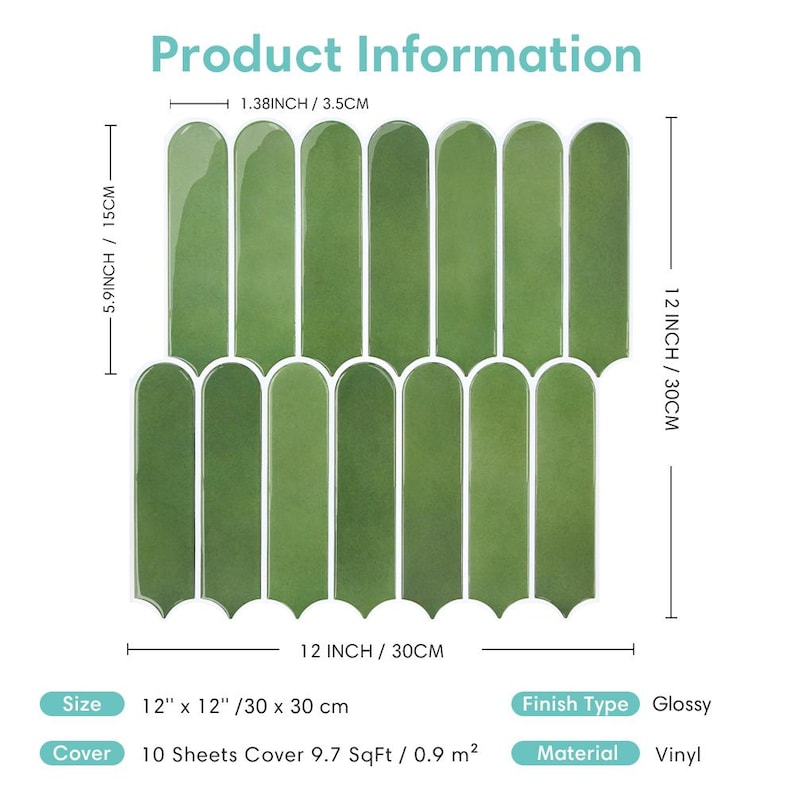 Thicker 3D Green Peel and Stick Backsplash Kitchen: 3D Fish Scale Vinyl ...