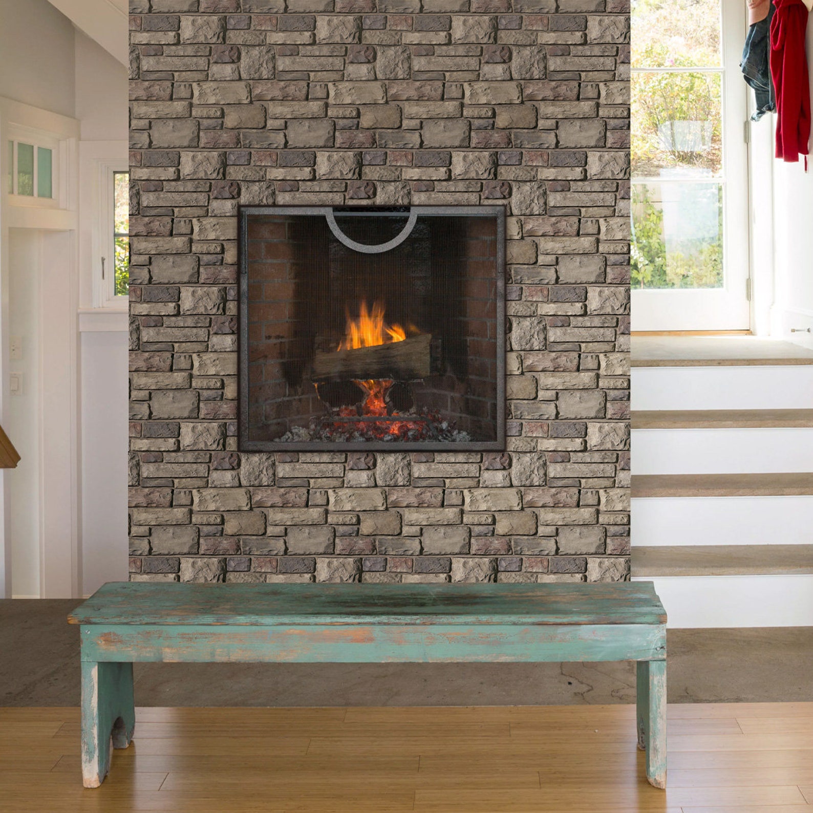 Rustic Brown 3D Stone Wall Panels: Peel and Stick PVC Veneers (10pcs 12 ...