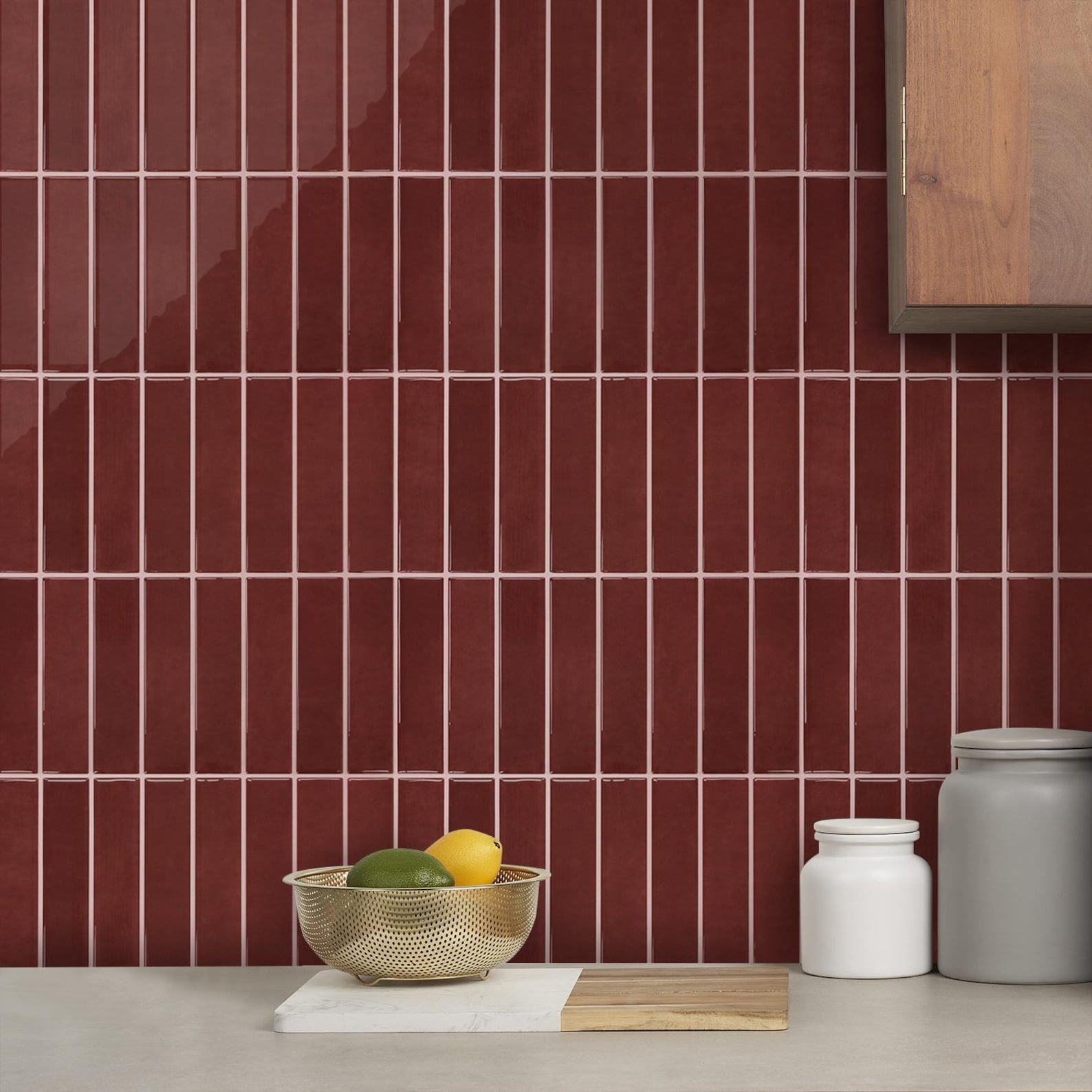 Red Peel And Stick Backsplash