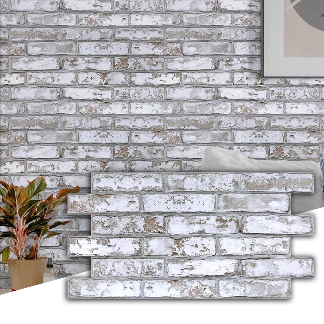 White 3D Brick Wall Stickers: Peel and Stick PVC Wall Panels (12 Sheets ...