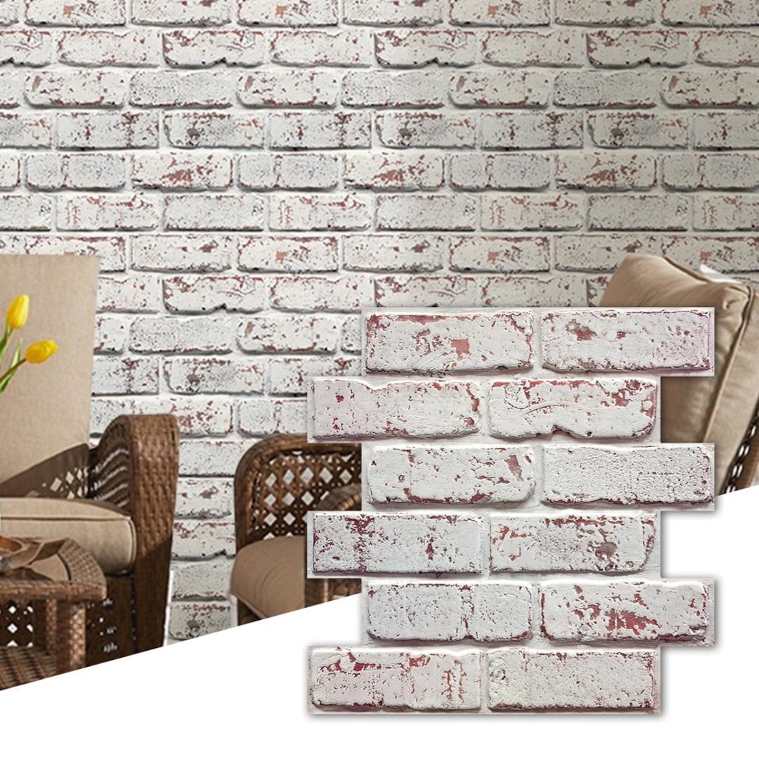 3D Faux Whitewash Brick Wall Panels: Peel and Stick PVC Tile (10pcs 12 ...