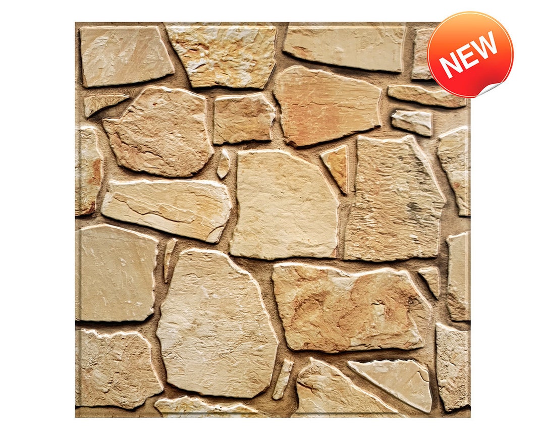 3D Stone Rock Peel and Stick Wall Tile| Brown Faux Stone Wall Panels ...