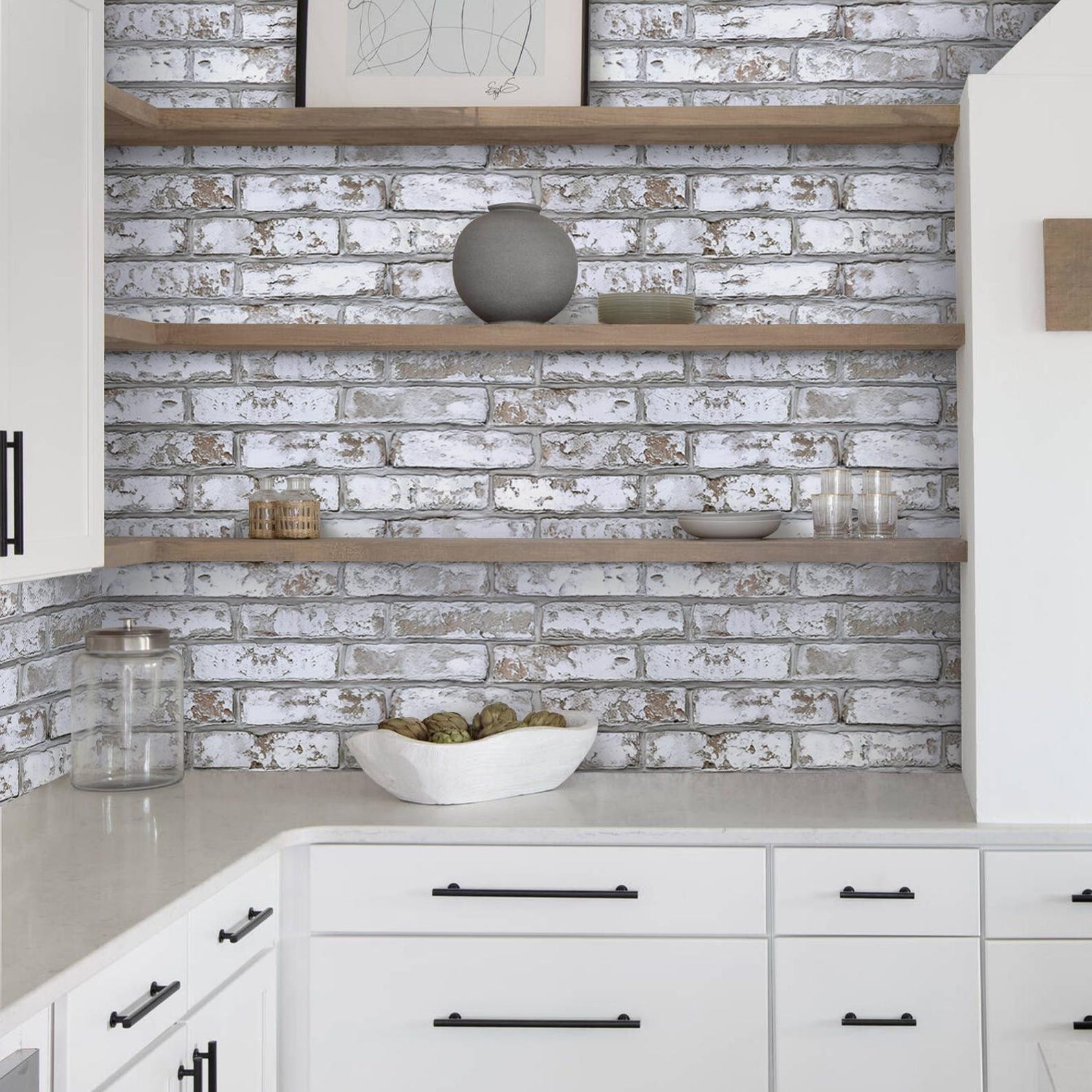 White 3D Brick Wall Stickers: Peel and Stick PVC Wall Panels (12 Sheets ...