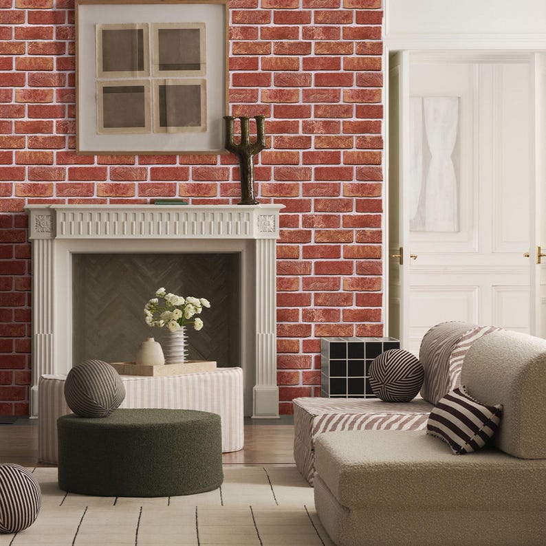 Red Brick Self Adhesive Wall Panels: 3D Peel and Stick Brick Wallpaper ...