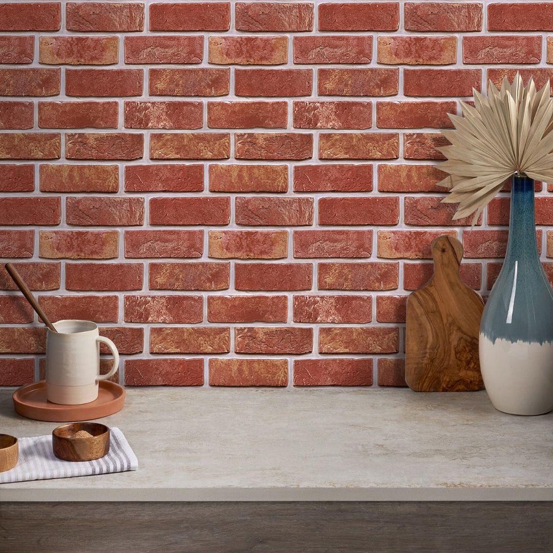 3D Red Brick Peel and Stick Wall Panels, Faux PVC 3D Brick Wallpaper ...