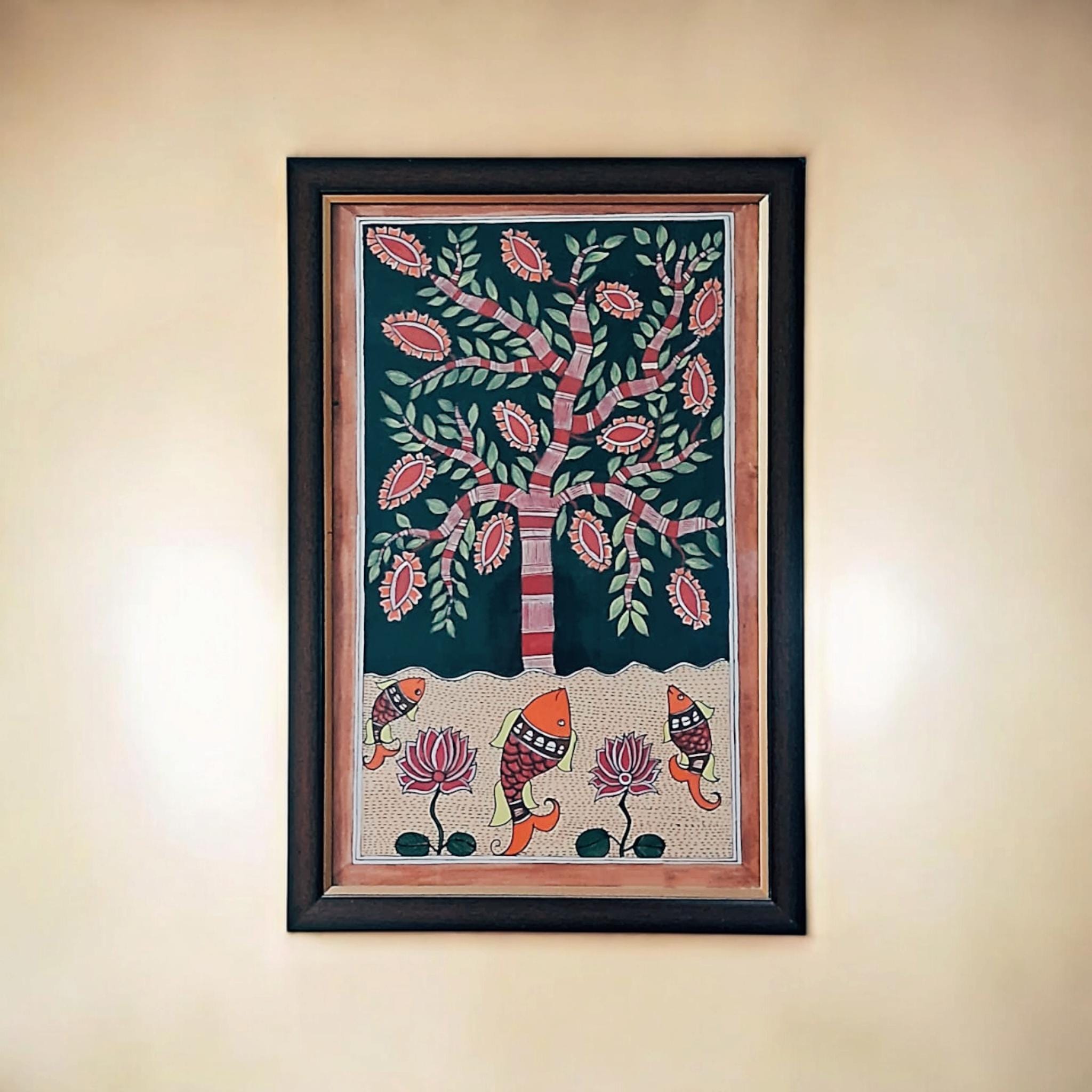 Mithila Madhubani Handpainted Wall Painting Wall Decor Featuring Tree ...