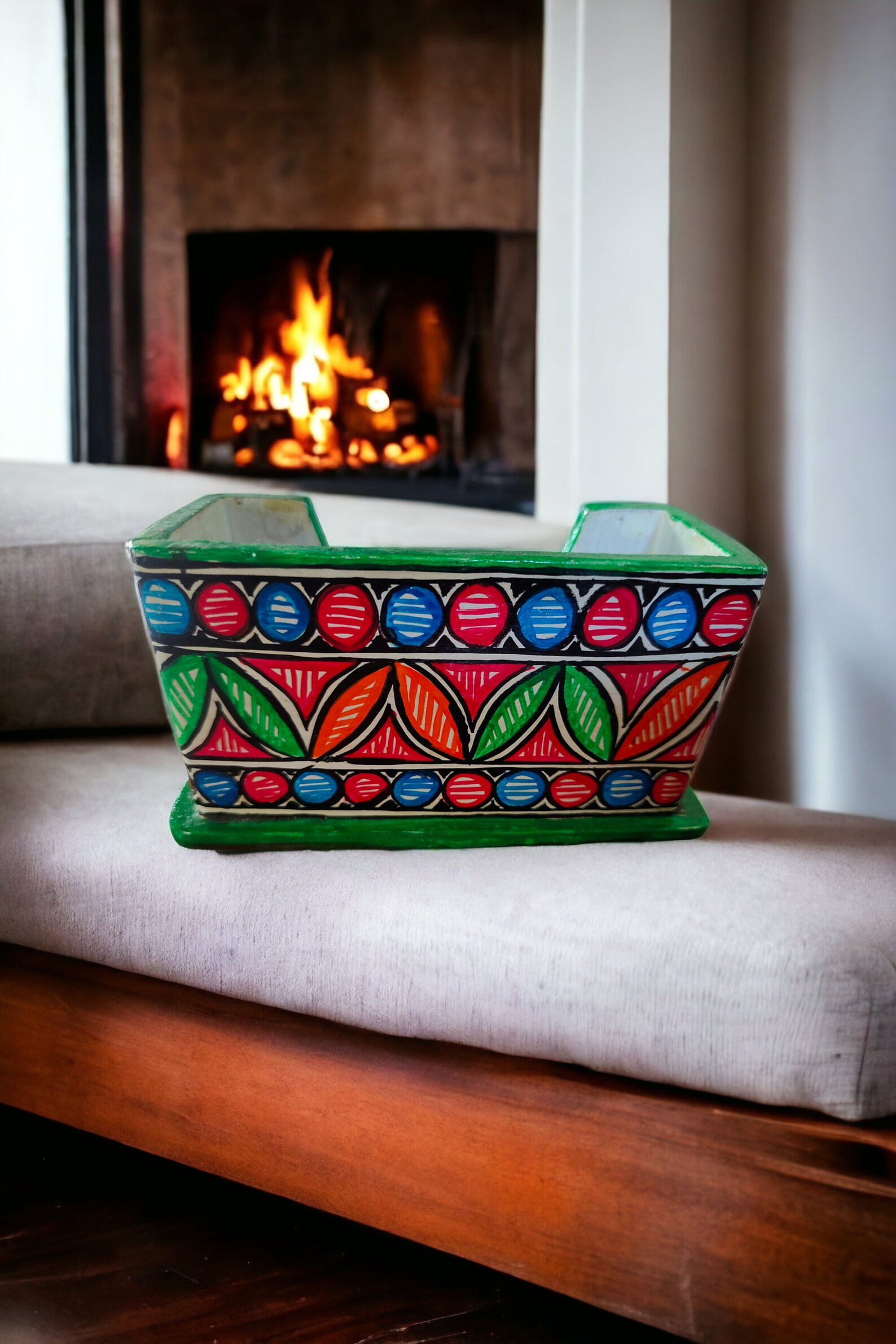 Set of 6 Hand-painted Madhubani Painting Wooden Coaster and - Etsy