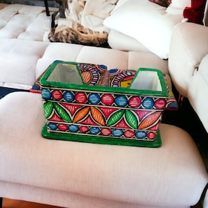 Set of 6 Hand-painted Madhubani Painting Wooden Coaster and - Etsy