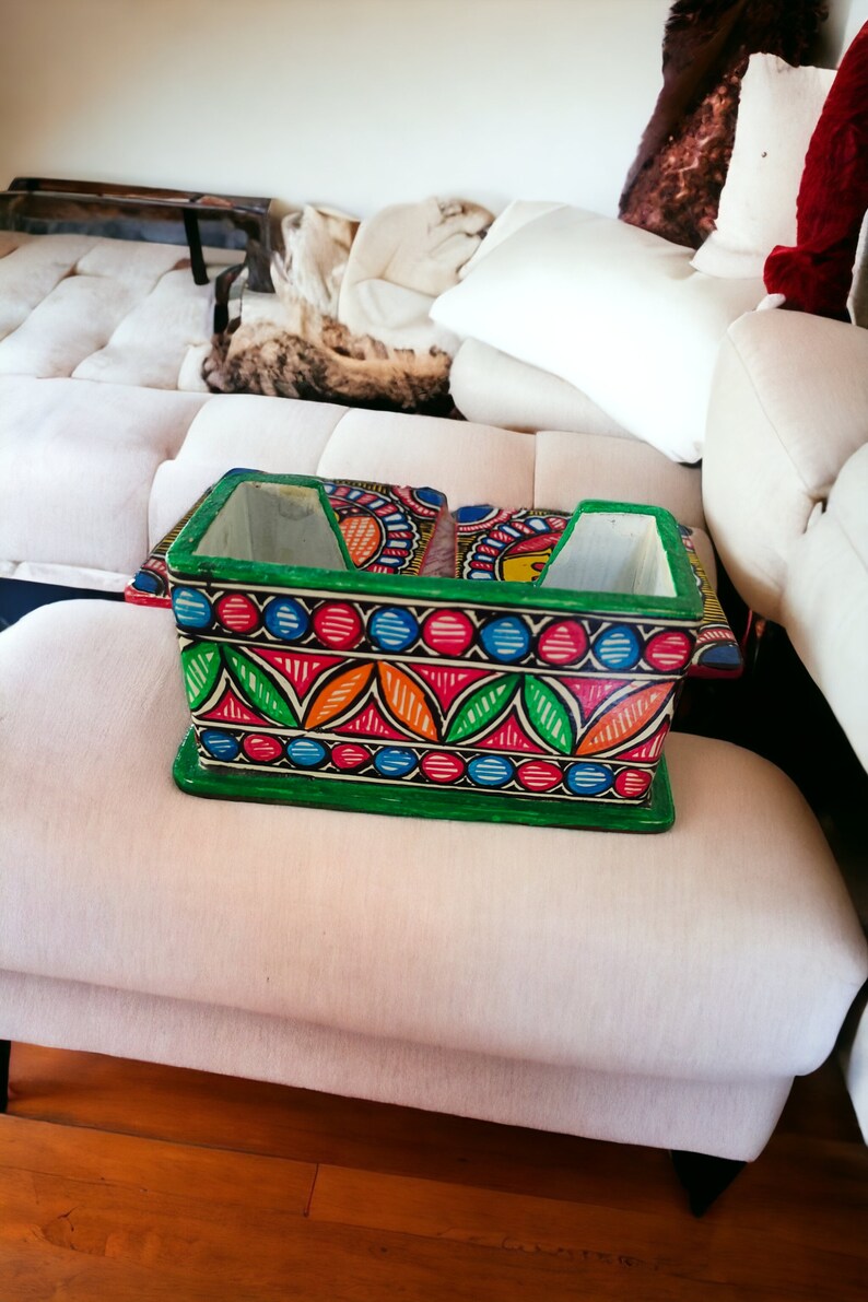 Set of 6 Hand-painted Madhubani Painting Wooden Coaster and - Etsy