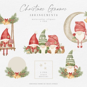 Christmas Gnomes Clipart, Watercolor Gnome Illustration, Holiday ...