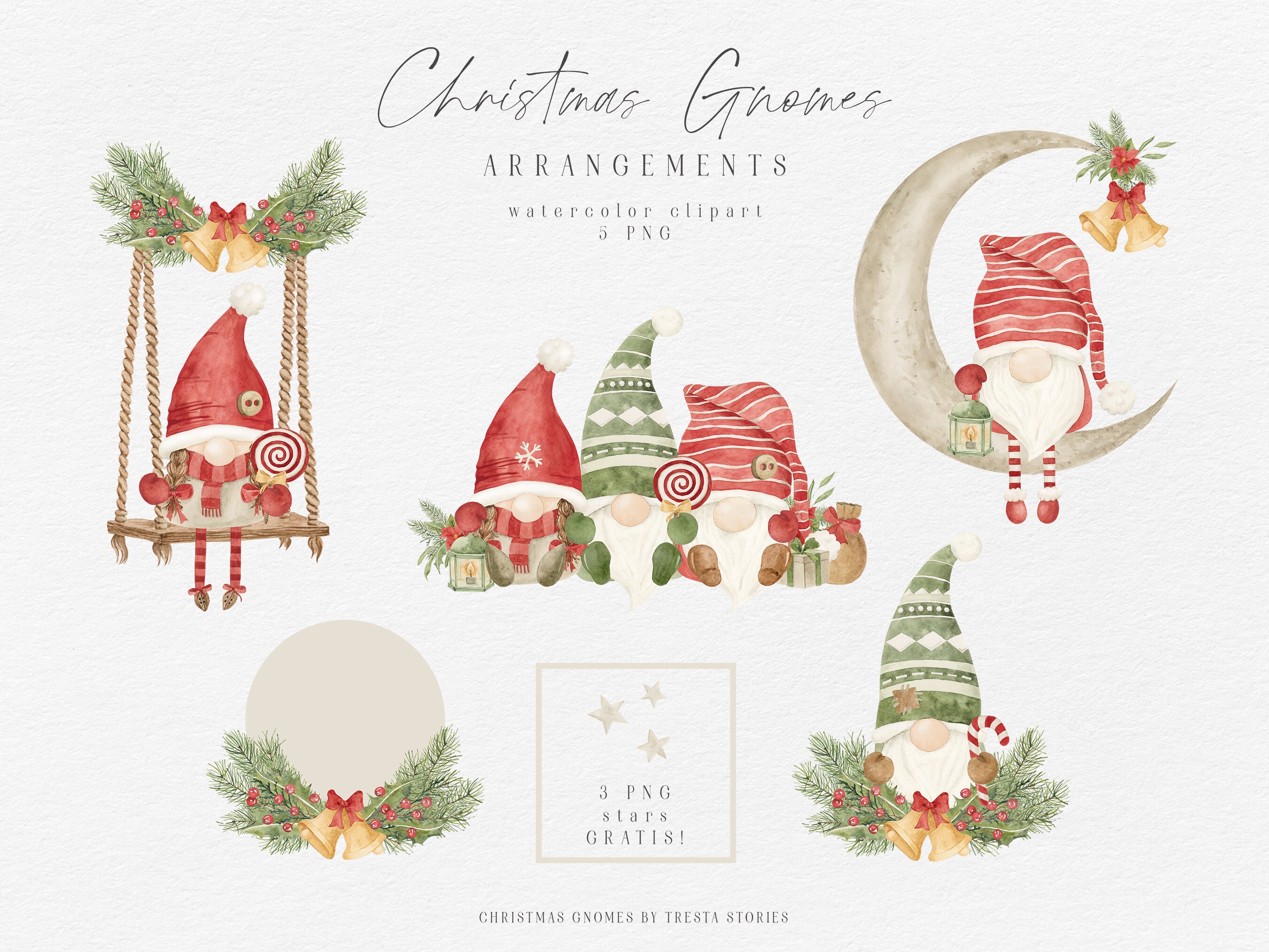 Christmas Gnomes Clipart, Watercolor Gnome Illustration, Holiday ...